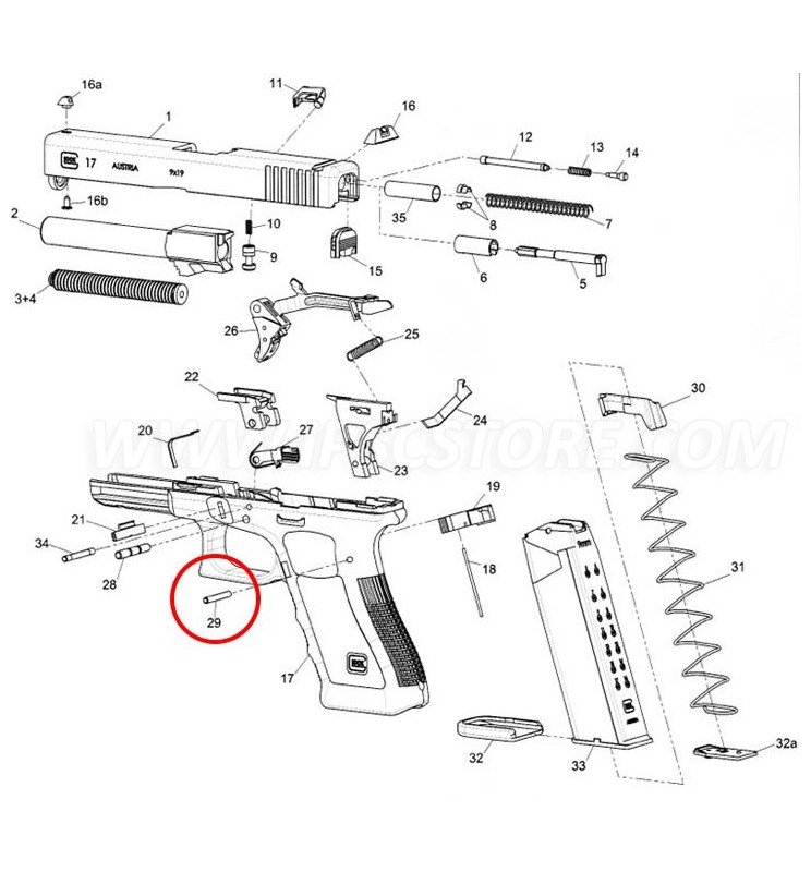 Sport Gun Accessories Axes and Pins GLOCK